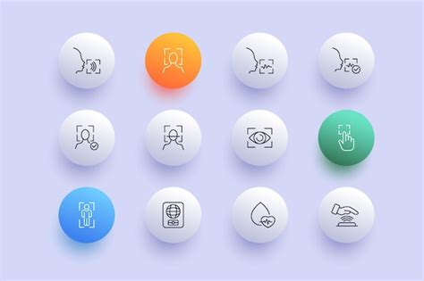 Premium Vector Recognition Of Biometric Data Set Icon Voice Unlock