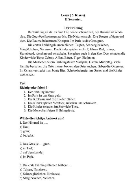 Семестрові контрольні роботи завдання з німецької мови для учнів 5 класу перший рік навчання