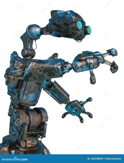 Set Worker Robot Industrial Machine Robotic Arm Hand Assembly Line Factory Robot Digital