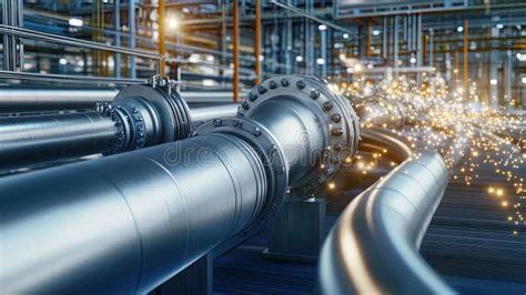 Complex Steel Piping And Lines Guide Flow Paths In An Industrial Plant With A Focus On Metallic