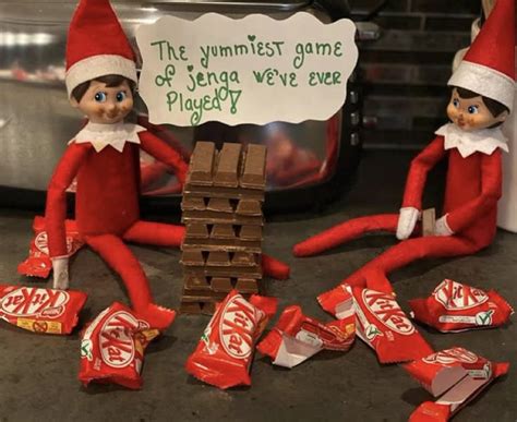 Elf On The Shelf Kitkat Elf On The Shelf Elf Fun Elf Activities