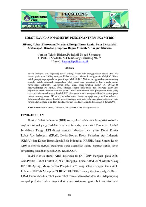 Pdf Robot Navigasi Odometry Dengan Antarmuka Myrio