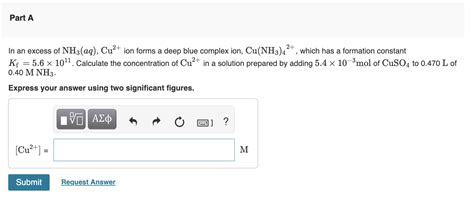 Solved In An Excess Of Nh3 Aq Cu2 Ion Forms A Deep Blue