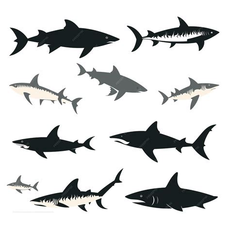 Premium Vector Shark Silhouettes Cartoon Vector