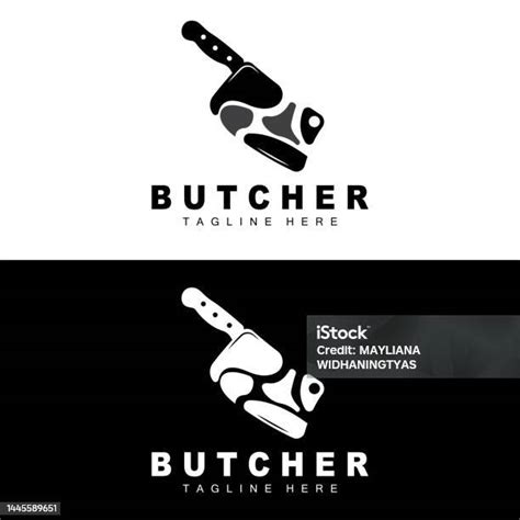 정육점 로고 디자인 칼 절단 도구 벡터 템플릿 정육점 농장 정육점 상점에 대 한 제품 브랜드 일러스트 디자인 정육점에 대한 스톡