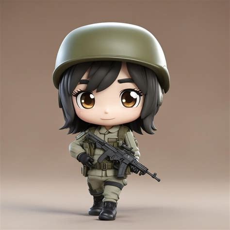 Premium Ai Image A Chibi Cartoon Tyle3dbrazilian Army Character Girl