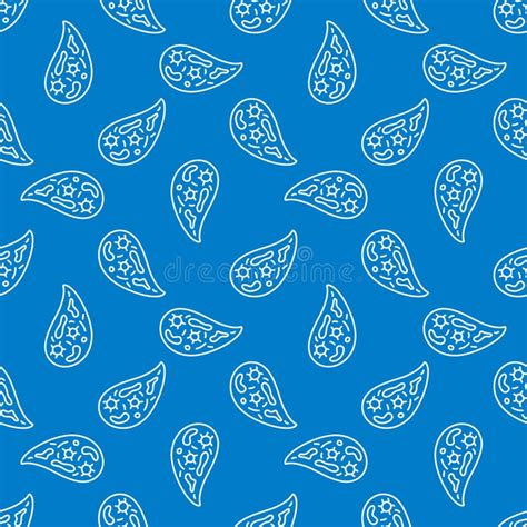 Microbe Or Bacteria Vector Infusorium Outline Blue Seamless Pattern Stock Illustration