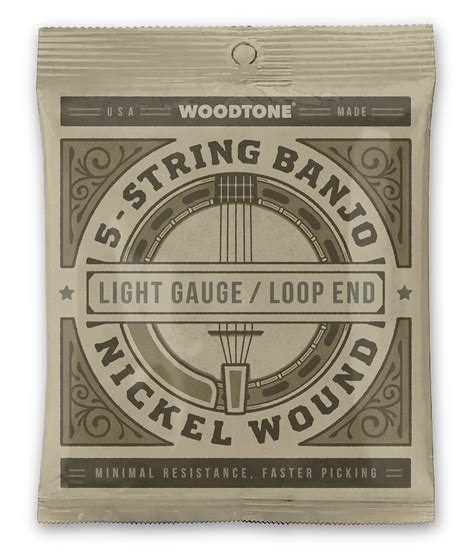 Woodtone 5 String Banjo Strings Light Gauge Nickel Wound Non Coate