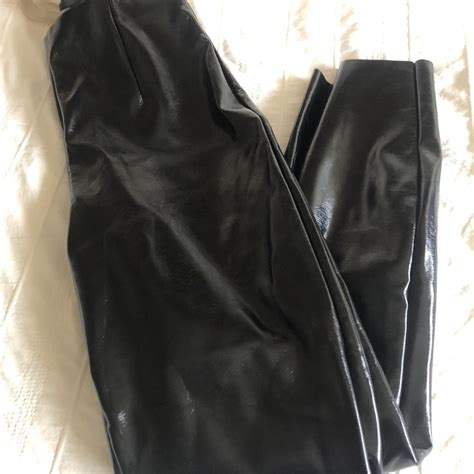 Asos Pvc Latex Style Leggings Size Side Zip New Depop