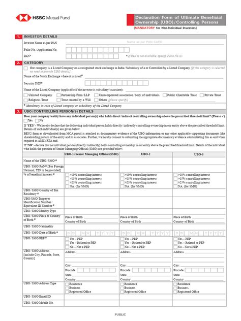 Hsbc Ubo And Npo Declaration Form Pdf Private Law Corporations