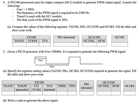4 A Pic24h Processors Uses The Output Compare Oc1