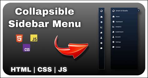 Build Collapsible Sidebar Menu Using Html Css Js Smart Ui Studio Buymeacoffee