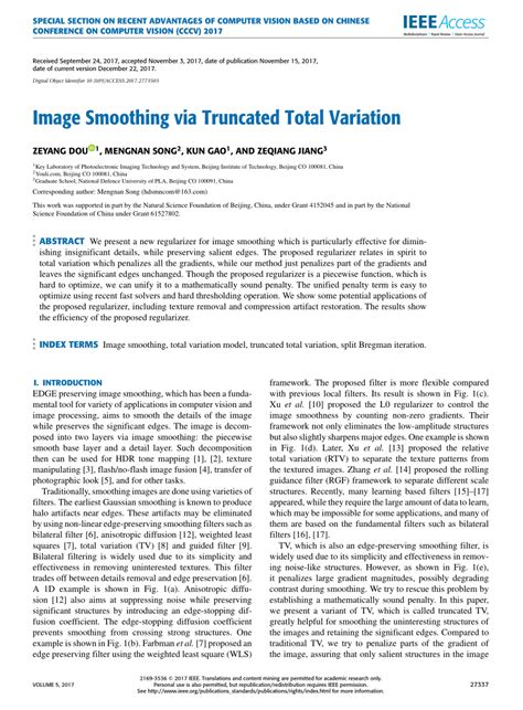 Pdf Image Smoothing Via Truncated Total Variation