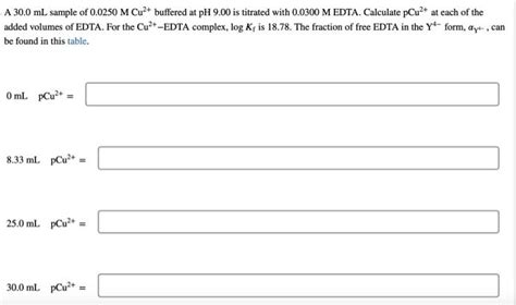 Added Volumes Of Edta For The Cu2 Edta Complex