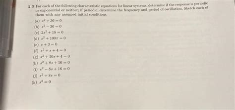 Solved 2 3 For Each Of The Following Characteristic