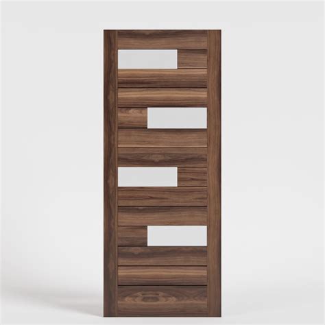 Offset Slat Modern Wood Double Front Doors With Glass Realcraft