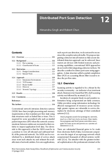 Pdf Distributed Port Scan Detection