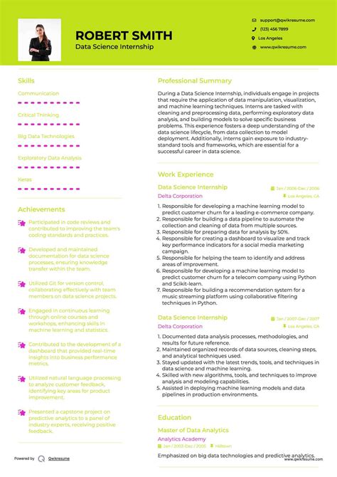 10 Data Science Internship Resume Samples And Templates For 2025