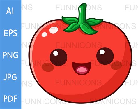 Clipart Cartoon Of A Happy Cute Tomato Character In A Kawaii Style Ai