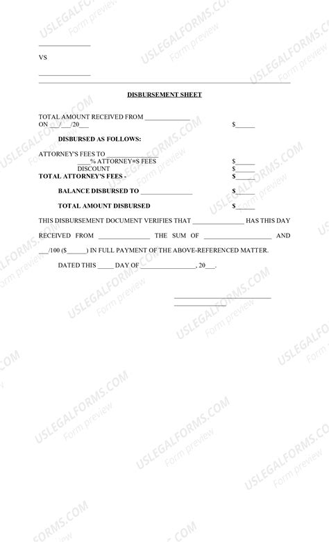 Louisiana Disbursement Sheet Of Insurance Settlement With Attorneys