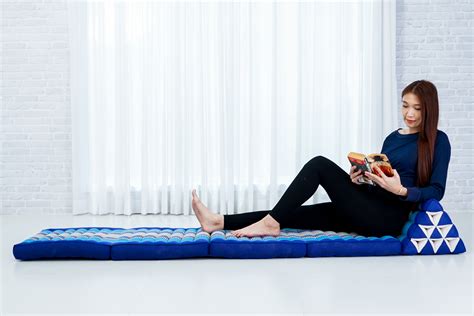 Leewadee 4 Fold Mat With Triangle Cushion Firm Tv Pillow Foldable