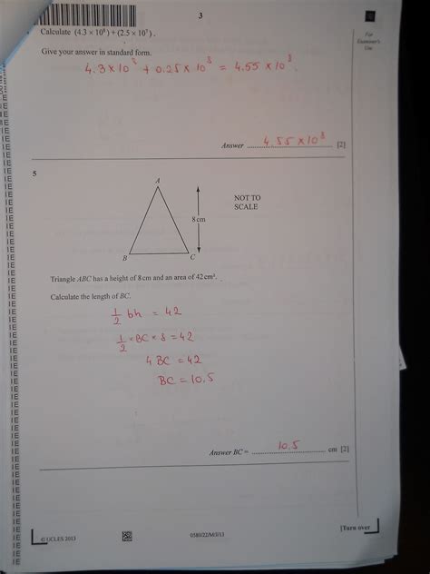Cie Igcse 0580 Mathematics Paper 2 Extended May June 2013 Answers