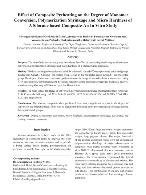 Pdf Effect Of Composite Preheating On The Degree Of Monomer