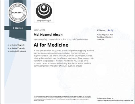 Nazmul Ahsan On Linkedin Completed Ai For Medicine Specialization