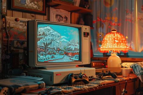 Premium Photo Retro Gaming Setup Complete With An Oldfashioned C