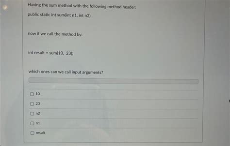 Solved Having The Sum Method With The Following Method