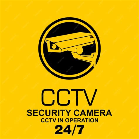 Telecamera Di Sicurezza Cctv In Funzione Segno Vettore Premium