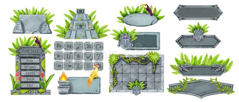 Stone Game Frame Vector Ui Medieval Rock Panel Rpg Fantasy Menu Design Element Isolated On