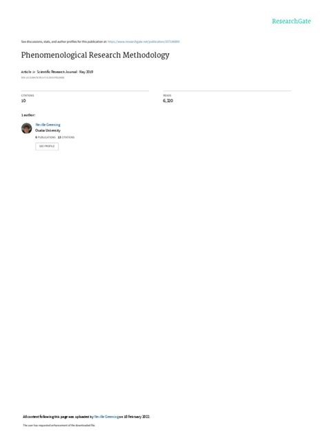 Phenomenological Research Methodology Pdf Methodology Phenomenology Philosophy