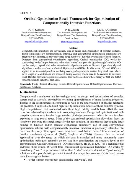 Pdf Ordinal Optimization Based Framework For Optimization Of