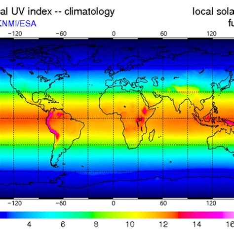 Global Uv Index Map From 1996 To 2002 Download Scientific Diagram