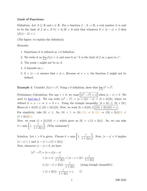 Real Analysis Lecture Limit Of Functions Definition Let A R And C R For A Function