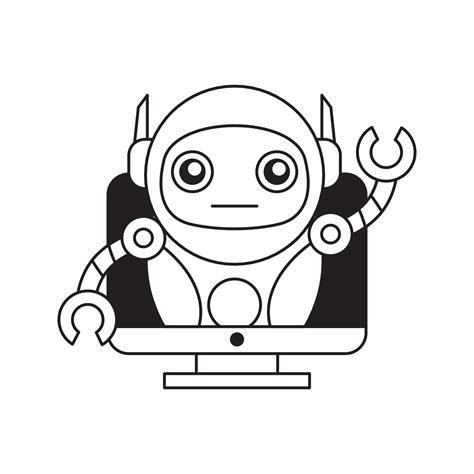 Robots Outline Vector Icon Thin Line Black Robots Icon Flat Vector