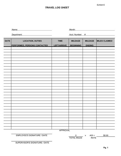 Free Printable Travel Log Templates Pdf Excel Word