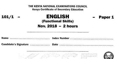 Kcse English Paper 1 2018 With Knec Marking Scheme Answers