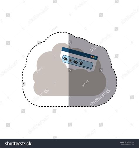 Sticker Password Text Box Into Cloud Stock Vector Royalty Free