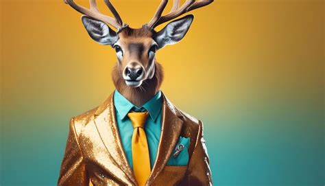 Premium Photo Dapper Deer In Stylish Suit Debonair Deer With Antlers