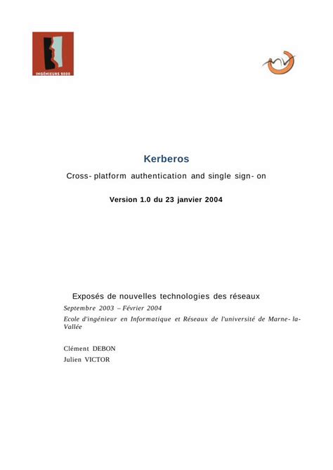 PDF Kerberos IGMigm Univ Mlv Fr Debon Victor Kerberos V10 Pdf