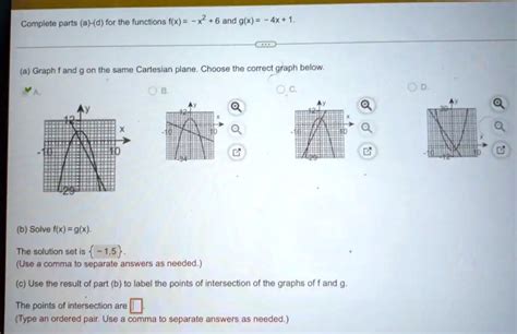 Solved Complete Parts A D For The Functions I X 6 And G X 4x A Graph And G On The