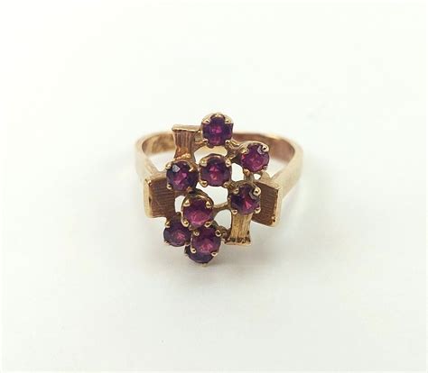 10ct Ruby Cluster Ring Uk Size R S Sally Antiques