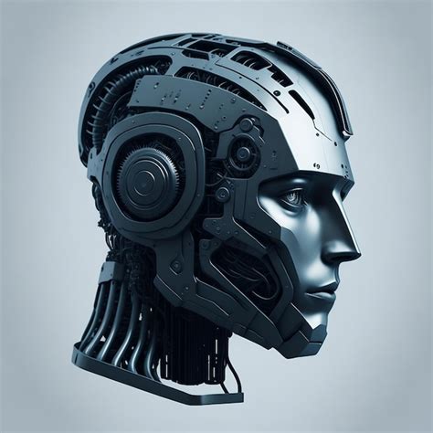 로봇 사이보그 머리 남성 인공 지능 로봇 얼굴 남성 로봇 얼굴 Generative Ai 프리미엄 사진