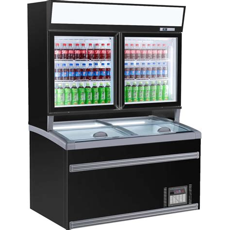 Combisteel Wall Mounted Freezer Unit Black 2 Glass Doors — Chillcooler