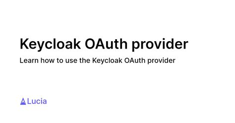 Keycloak Oauth Provider · Lucia