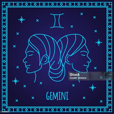 Gemini Zodiac Sign Vector Illustration Of Astrological Symbol Stock
