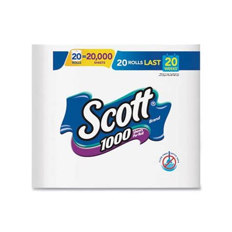 Scott 1 Ply Bathroom Toilet Tissue Septic Safe 1000 Sheetsroll 20