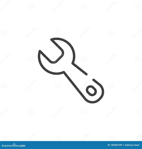 Setting Wrench Line Icon Stock Vector Illustration Of Interface 190282709